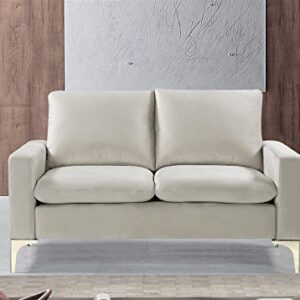 US Pride Furniture Contemporary Velvet Upholstered Loveseat with Stainless Steel Base in Rich Gold