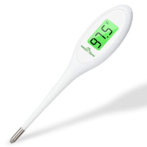 8 sec fast reading easy@home digital oral thermometer for adult, kid and baby, oral, rectal and underarm temperature measurement for fever with two-color lcd display backlit and alarm emt-a12