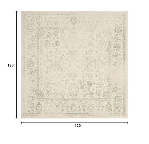 SAFAVIEH Adirondack Collection Area Rug - 10' Square, Ivory & Sage, Oriental Distressed Design, Non-Shedding & Easy Care, Ideal for High Traffic Areas in Living Room, Bedroom (ADR109V)