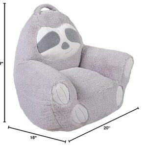 Cuddo Buddies Sloth Toddler Chair Plush Character Kids Chair Comfy Pillow Chair for Boys and Girls, 19 in x 20 in x 16 in