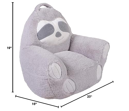 Cuddo Buddies Sloth Toddler Chair Plush Character Kids Chair Comfy Pillow Chair for Boys and Girls, 19 in x 20 in x 16 in