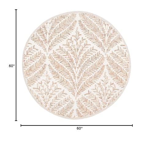 SAFAVIEH Capri Collection 5' Round Ivory/Brown CPR208T Handmade Premium Wool Area Rug