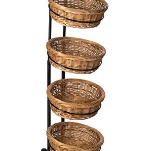 FixtureDisplays® Round Basket with Wire Frame, Wicker - Black 120004