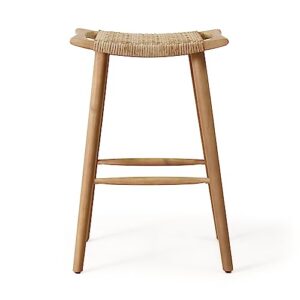 Christopher Knight Home Magwen Outdoor Acacia Wood Barstool with Wicker (Set of 2), Light Brown and Light Multi-Brown