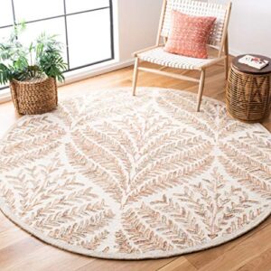 safavieh capri collection 5' round ivory/brown cpr208t handmade premium wool area rug