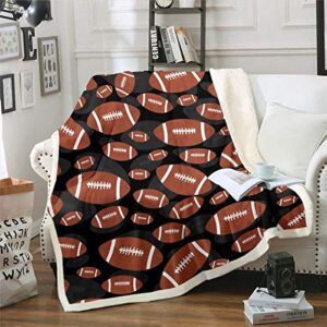 football fleece throw blanket sports theme sherpa blanket for kids boys girls rugby game plush blanket ball games competition fuzzy blanket for sofa bed couch 50"x60"