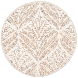 SAFAVIEH Capri Collection 5' Round Ivory/Brown CPR208T Handmade Premium Wool Area Rug