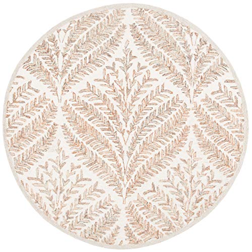 SAFAVIEH Capri Collection 5' Round Ivory/Brown CPR208T Handmade Premium Wool Area Rug