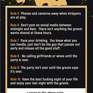 BroSash Funny Bachelor Party Decorations (Gold Bachelor Banner, Bachelor Sash, 16 Funny Party Balloons, and 8 Bachelor Party Rules Cards) 26 Piece Set, Bachelorette Party Supplies Gifts