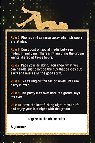 BroSash Funny Bachelor Party Decorations (Gold Bachelor Banner, Bachelor Sash, 16 Funny Party Balloons, and 8 Bachelor Party Rules Cards) 26 Piece Set, Bachelorette Party Supplies Gifts