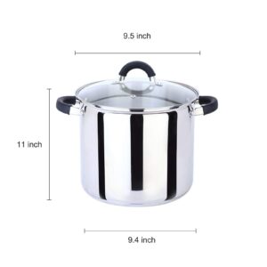 MAXCOOK Stainless Steel Stock Pot, 7.5 Quart Polished Heavy Cooking Pot with Lid, Good for Soup, Lobster, Stews, Cooking gifts.