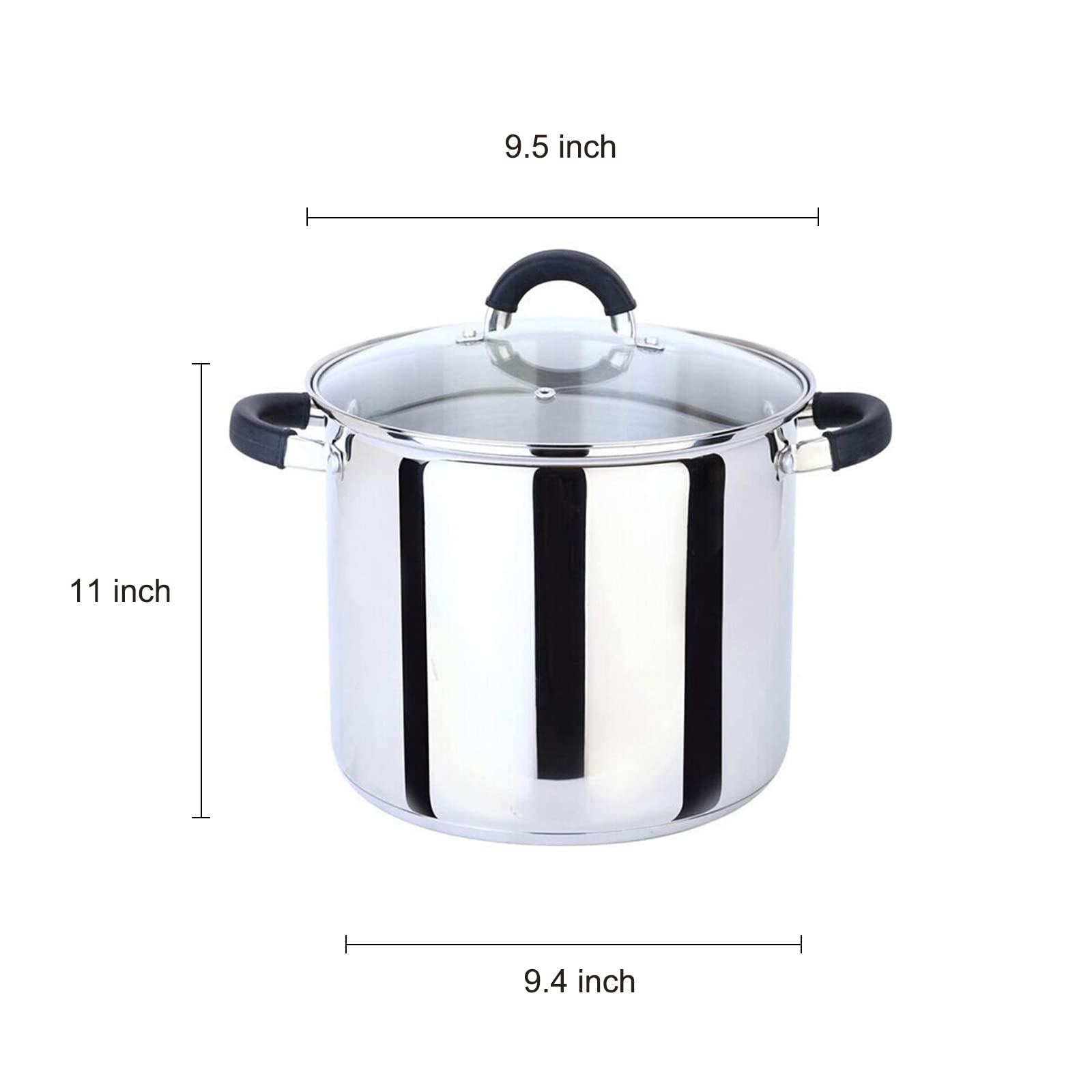 MAXCOOK Stainless Steel Stock Pot, 7.5 Quart Polished Heavy Cooking Pot with Lid, Good for Soup, Lobster, Stews, Cooking gifts.