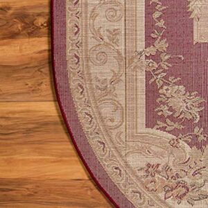 Unique Loom Versailles Collection Traditional Classic Floral Motif Area Rug (3' 3 x 5' 3 Oval, Burgundy/Ivory)