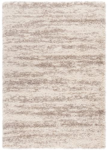 SAFAVIEH Hudson Shag Collection Area Rug - 9' x 12', Ivory & Beige, Modern Design, Non-Shedding & Easy Care, 2-inch Thick Ideal for High Traffic Areas in Living Room, Bedroom (SGH206B)