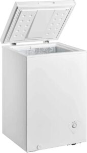 commercial freezer chest freezer 3.5 cuft 22" nsf restaurant white solid flat top w/storage baskets