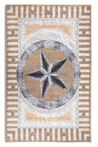 furnish my place texas star rug - 5 ft. x 8 ft, beige rustic, novelty lone star rug with border, jute backing