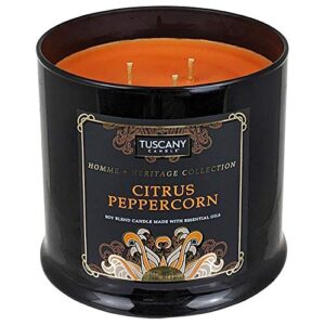 tuscany candle homme & heritage citrus peppercorn 3 wick essential oil candle 15 ounce