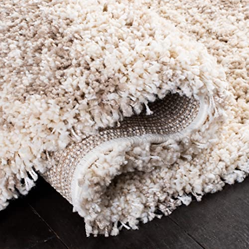 SAFAVIEH Hudson Shag Collection Area Rug - 9' x 12', Ivory & Beige, Modern Design, Non-Shedding & Easy Care, 2-inch Thick Ideal for High Traffic Areas in Living Room, Bedroom (SGH206B)