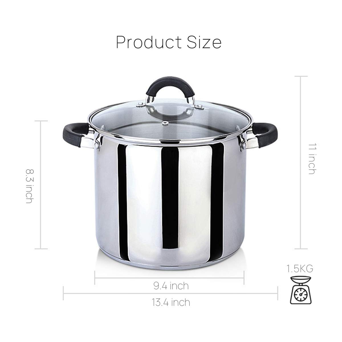 MAXCOOK Stainless Steel Stock Pot, 7.5 Quart Polished Heavy Cooking Pot with Lid, Good for Soup, Lobster, Stews, Cooking gifts.