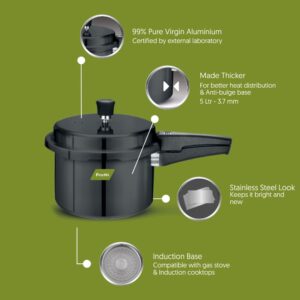 Preethi Hard Anodized Induction Base Outer Lid Pressure Cooker 5 Litres