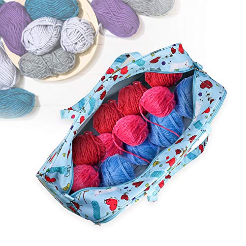 Knitting Bag Travel Yarn Storage-Tote Bag Organizer for Yarn High Capacity Yarn with Inner Divider Portable for Unfinished Carrying Knitting Project Needles Organizer