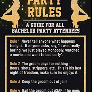 BroSash Funny Bachelor Party Decorations (Gold Bachelor Banner, Bachelor Sash, 16 Funny Party Balloons, and 8 Bachelor Party Rules Cards) 26 Piece Set, Bachelorette Party Supplies Gifts