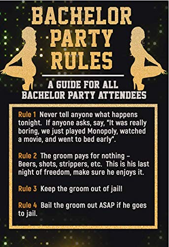 BroSash Funny Bachelor Party Decorations (Gold Bachelor Banner, Bachelor Sash, 16 Funny Party Balloons, and 8 Bachelor Party Rules Cards) 26 Piece Set, Bachelorette Party Supplies Gifts