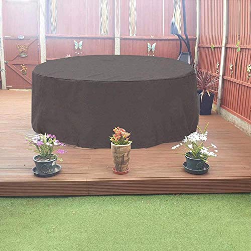 Round Garden Furniture Covers, 112" DIAx43 H Patio Furniture Covers, Large Table and Chair Covers Outdoor Waterproof Windproof Anti-UV, Drawstring with Hem