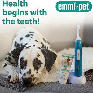 Emmi-pet Electric Toothbrush Set 2.0 for Pets. Healthier Teeth & Gums and Fresher Breath. Patented ultrasonic Technology Cleans Completely Silent, no Vibration and no Brushing. Rechargeable