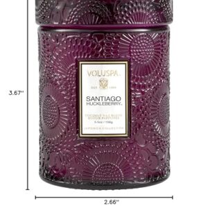 Voluspa Santiago Huckleberry,Small Candle Jar, 5.5 Ounce,50 Hour Burn Time,All Natural Wicks & Coconut Wax for Clean Burning,Vegan, Poured in the USA