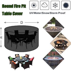 67" DIAx28 H Round Garden Furniture Covers, Round Fire Pit Table Cover, Outdoor Waterproof Dust-Proof Anti-UV Patio Table and Chair Covers