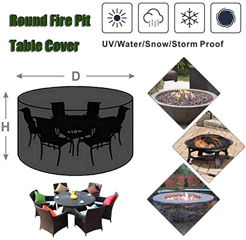 67" DIAx28 H Round Garden Furniture Covers, Round Fire Pit Table Cover, Outdoor Waterproof Dust-Proof Anti-UV Patio Table and Chair Covers