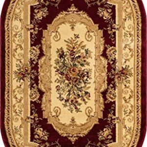 Unique Loom Versailles Collection Traditional Classic Floral Motif Area Rug (3' 3 x 5' 3 Oval, Burgundy/Ivory)