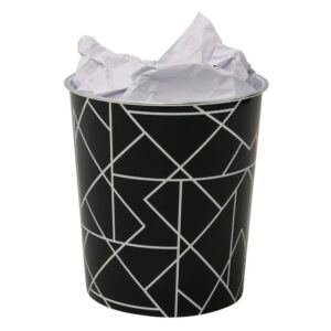 JVL Linear Black Waste Paper Bin, 27 x 25cm Approx, Polypropylene, Small