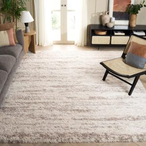 safavieh hudson shag collection area rug - 9' x 12', ivory & beige, modern design, non-shedding & easy care, 2-inch thick ideal for high traffic areas in living room, bedroom (sgh206b)