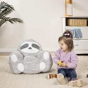 Cuddo Buddies Sloth Toddler Chair Plush Character Kids Chair Comfy Pillow Chair for Boys and Girls, 19 in x 20 in x 16 in