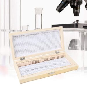 Oumefar Microscope Slides Case, Glass Biological Biology Slide Storage Kit Wood Samples Microscope Slide Box for Basic Science Education