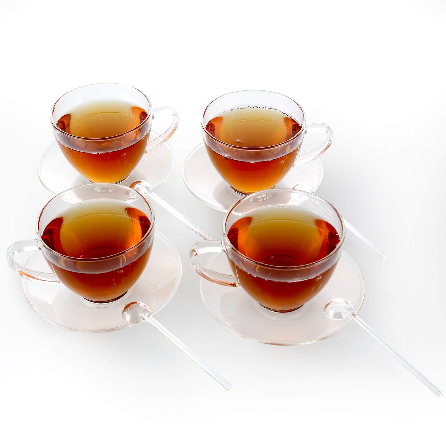 Teabloom Glass Stirring Spoons – Set of 2 Crystal Clear Petite Teaspoons (5.3 inches) – Coffee or Tea Glass Stirrers – Heat-Resistant and Toxin-Free Borosilicate Glass – Dishwasher Safe