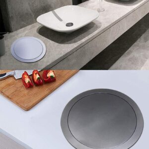 Built-in Countertop Trash and Waste Chute Lid - Round Stainless Steel Balance Flap Cover Flush Trash Grommet Swing Trash Can Lid