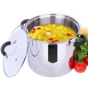 MAXCOOK Stainless Steel Stock Pot, 7.5 Quart Polished Heavy Cooking Pot with Lid, Good for Soup, Lobster, Stews, Cooking gifts.