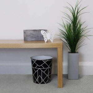 JVL Linear Black Waste Paper Bin, 27 x 25cm Approx, Polypropylene, Small