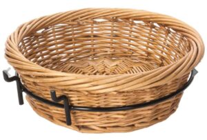 fixturedisplays® round basket with wire frame, wicker - black 120004