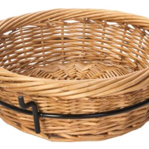 FixtureDisplays® Round Basket with Wire Frame, Wicker - Black 120004