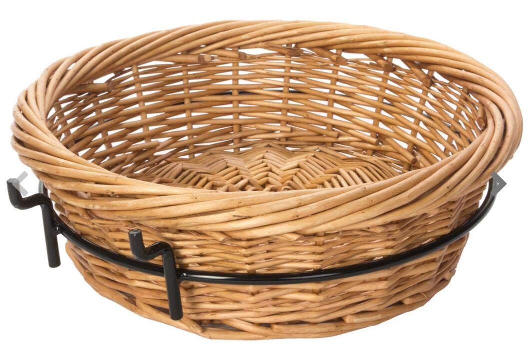 FixtureDisplays® Round Basket with Wire Frame, Wicker - Black 120004