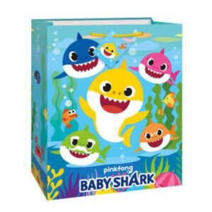 unique baby shark multicolor paper gift bag - 13" x 10" (1 pc) - vibrant paper bags, perfect for kids parties & birthdays