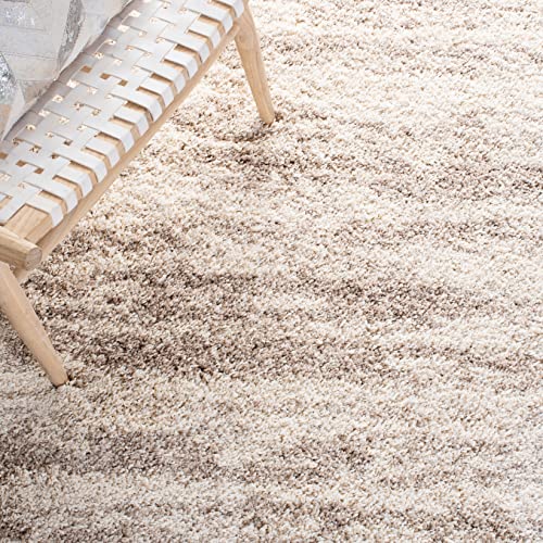 SAFAVIEH Hudson Shag Collection Area Rug - 9' x 12', Ivory & Beige, Modern Design, Non-Shedding & Easy Care, 2-inch Thick Ideal for High Traffic Areas in Living Room, Bedroom (SGH206B)