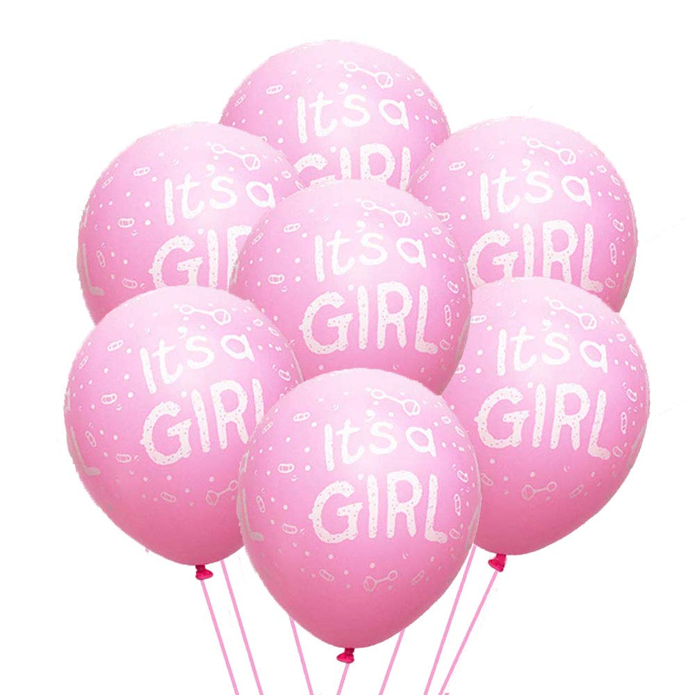 AnnoDeel 50 Pcs It's a Girl Balloons, 12inch Pink Girl Latex Balloons for Baby Shower Birthday Party Supply Docarations