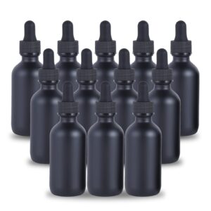 yonkan 1 oz dropper bottle 12 pack black glass boston bottles 30ml with eye droppers black caps for essential oils, perfume, leak proof travel bottles for liquids