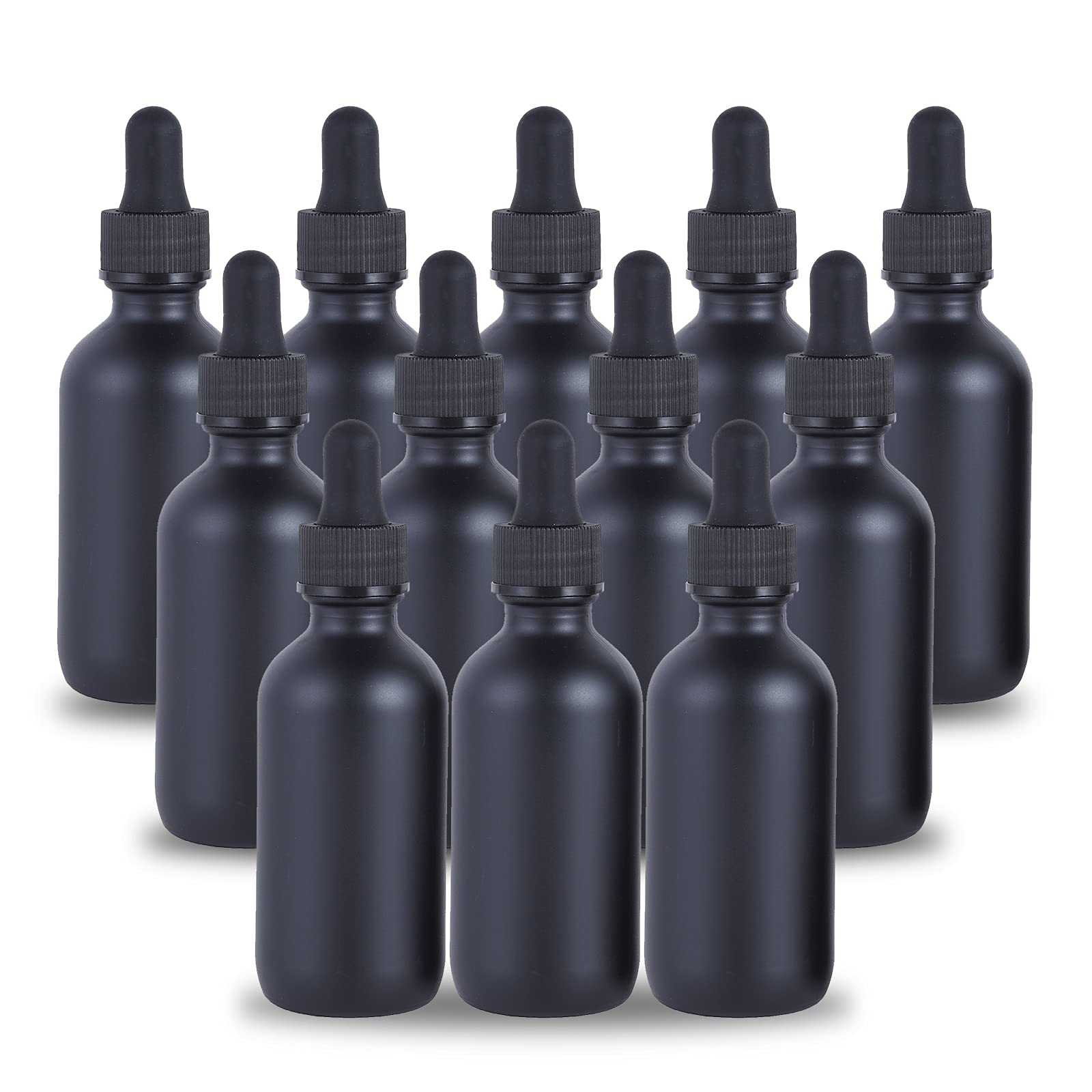 YONKAN 1 oz Dropper Bottle 12 Pack Black Glass Boston Bottles 30ml with Eye Droppers Black Caps for Essential Oils, Perfume, Leak Proof Travel Bottles for Liquids