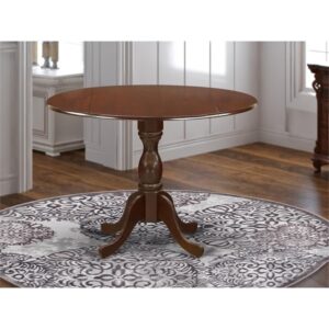 East West Furniture DMT-MAH-TP Dublin Kitchen Table - a Round Dining Table Top with Dropleaf & Pedestal Base, 42x42 Inch, Mahogany